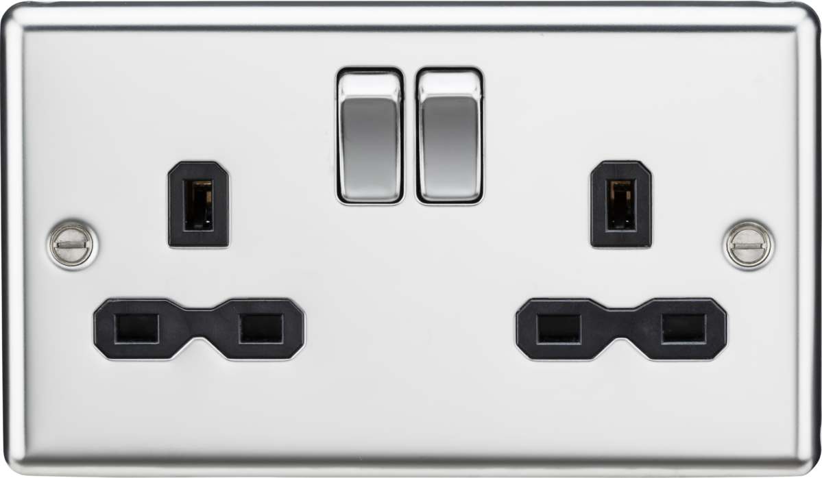 Knightsbridge MLA CL9PC 13A 2G DP Switched Socket with Black Insert Knightsbridge MLA CL9PC 13A 2G DP Switched Socket with Black Insert