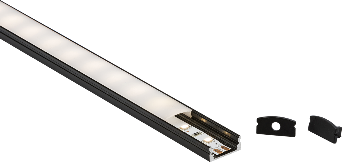 Knightsbridge MLA 1MSURBK 1M Aluminium Profile - Surface Mount Flat in Knightsbridge MLA 1MSURBK 1M Aluminium Profile - Surface Mount Flat in