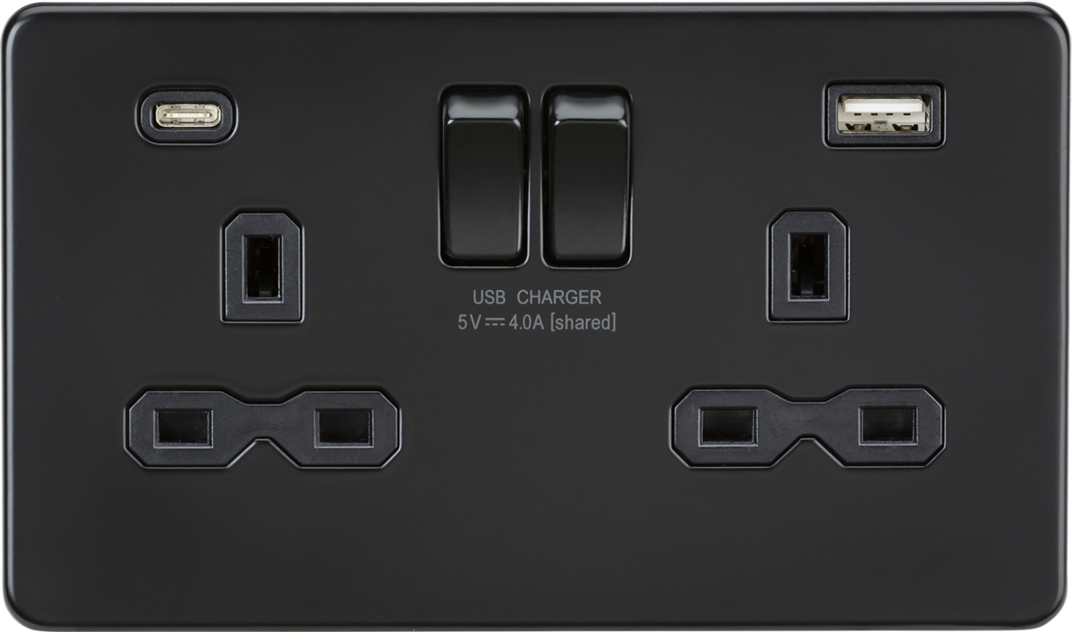 Matt Black USB Sockets
