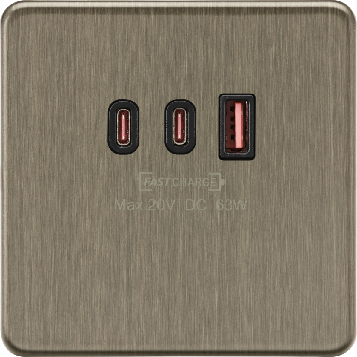 Knightsbridge MLA Screwless SF63WAB 1G Dual USB-C and USB-A Charger Pl