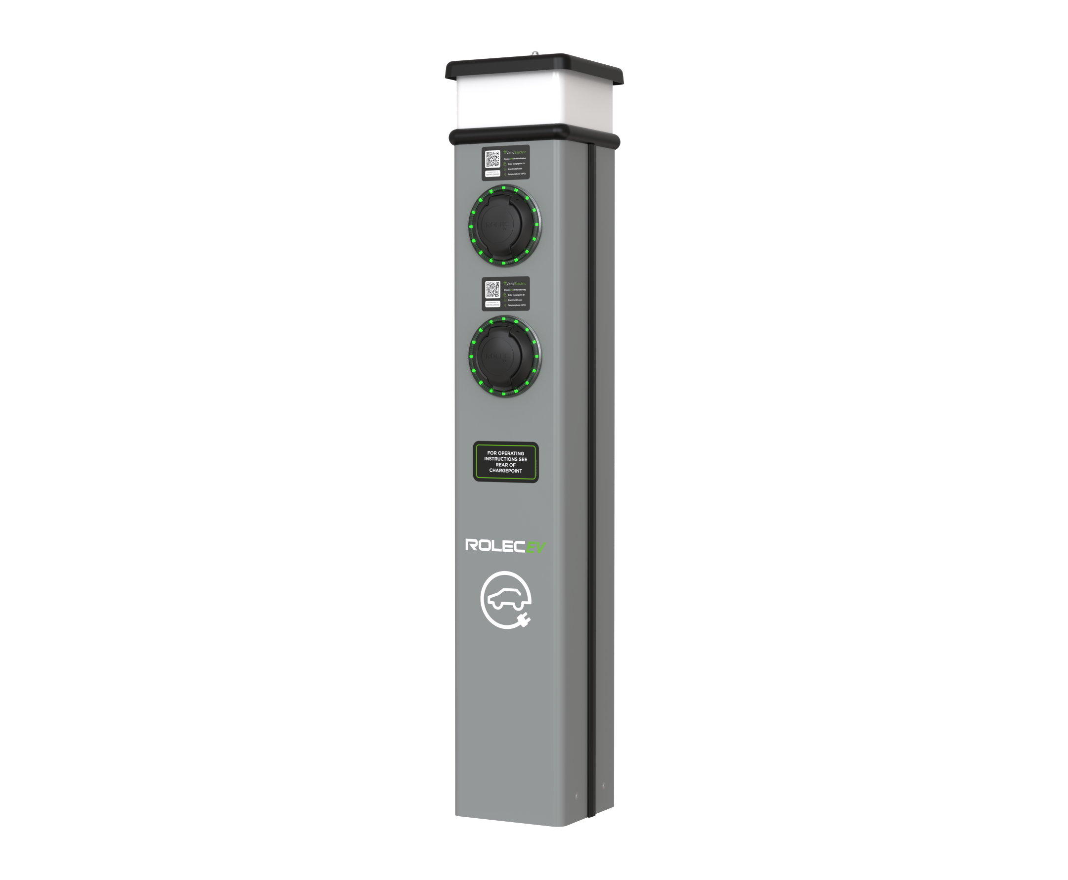 ROLEC ROLEC0221G BasicCharge Smart EV Charging Pedestal - 2x up to 7.4
