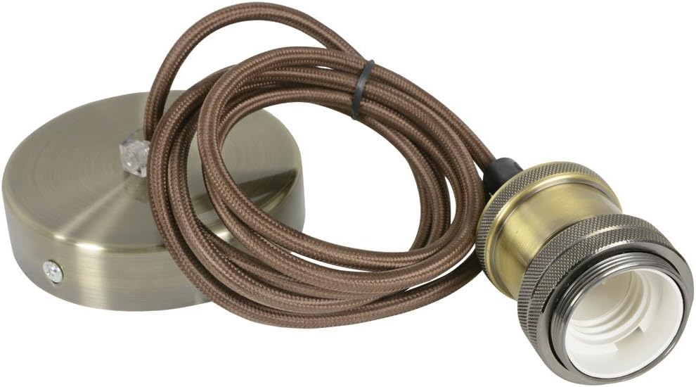 Lyyt PHE27-ABR Vintage Pendant Lampholder (1.8m Drop) - Antique Brass