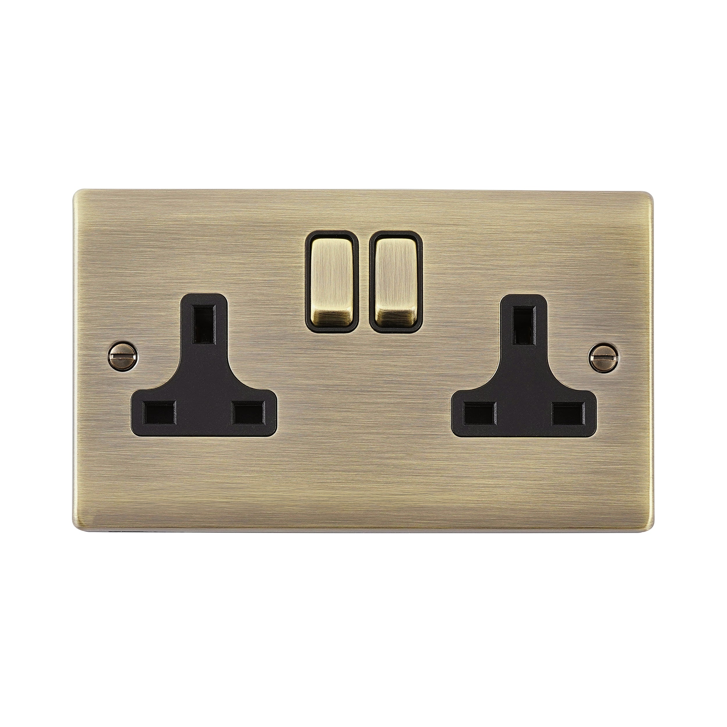 Saxby RS422ABB Raised Screwed 13A 2G DP Switched Socket - Antique Bras