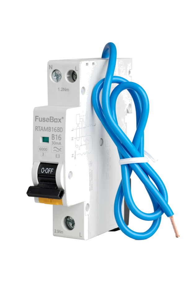 Fusebox RTAMB16BD Bi-Directional MINI 16A B RCBO 1P+N (sw) 30mA 6kA (R