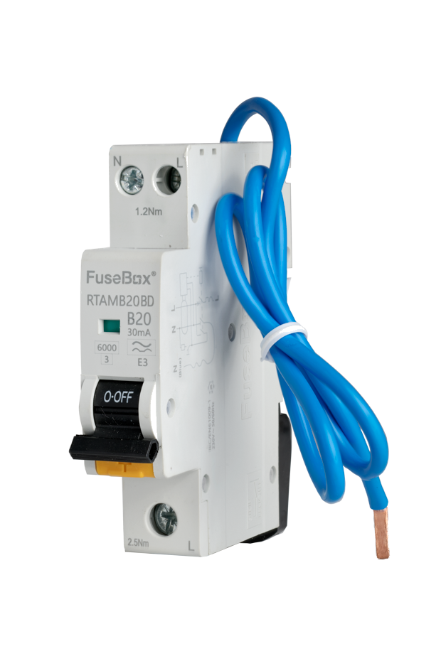 Fusebox RTAMB20BD Bi-Directional MINI 20A B RCBO 1P+N (sw) 30mA 6kA (R