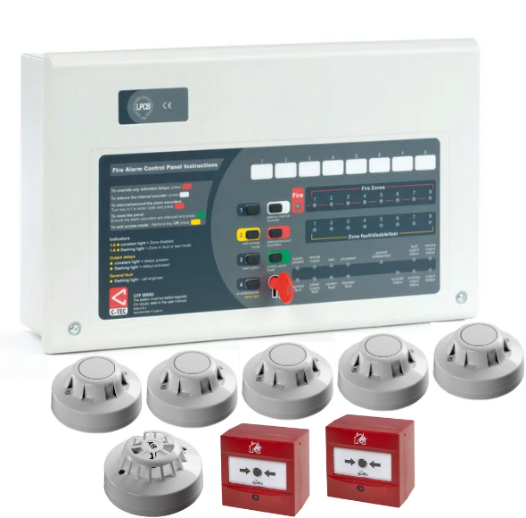 C-TEC AlarmSense (2-Wire) 2-Zone Fire Alarm Kit w/ Detectors & Call Po