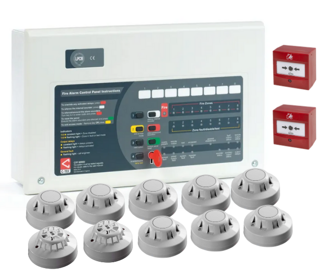 C-TEC AlarmSense (2-Wire) 4-Zone Fire Alarm Kit w/ Detectors & Call Po