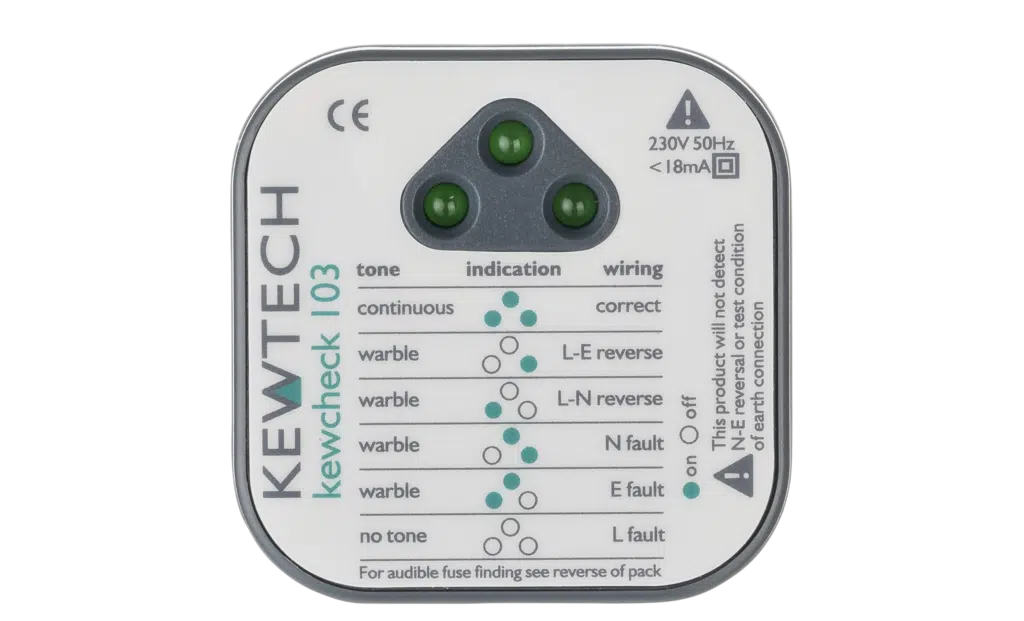 Kewtech KEWCHECK 103 Plug In Socket Tester + Buzzer