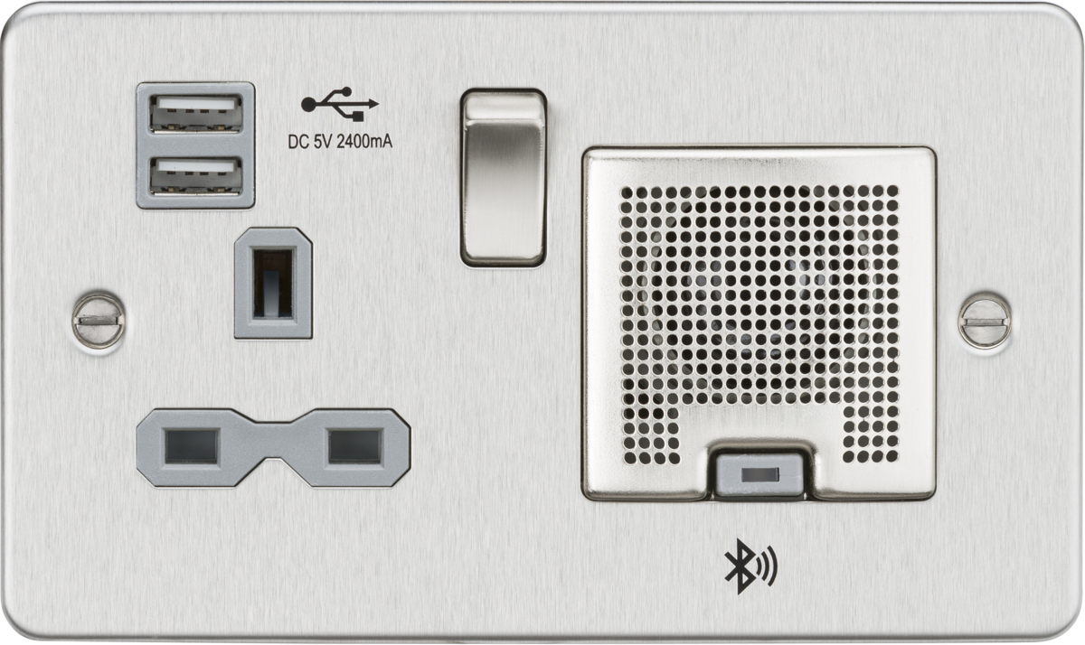 Knightsbridge MLA FPR9905BCG Flat Plate 13A socket, USB chargers (2.4A