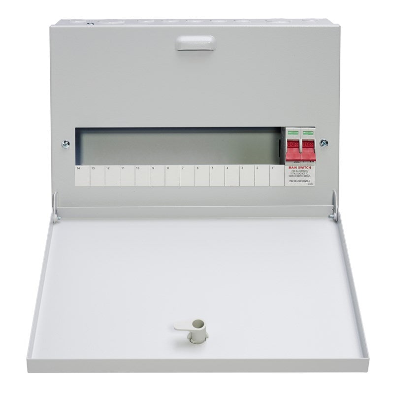 Crabtree 18SN14L 14-Way 125A Surface 1P+N Distribution Board c-w Switc