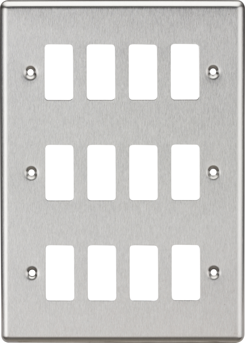 Knightsbridge MLA GDCL12BC 12G Grid Faceplate - Rounded Edge Brushed C
