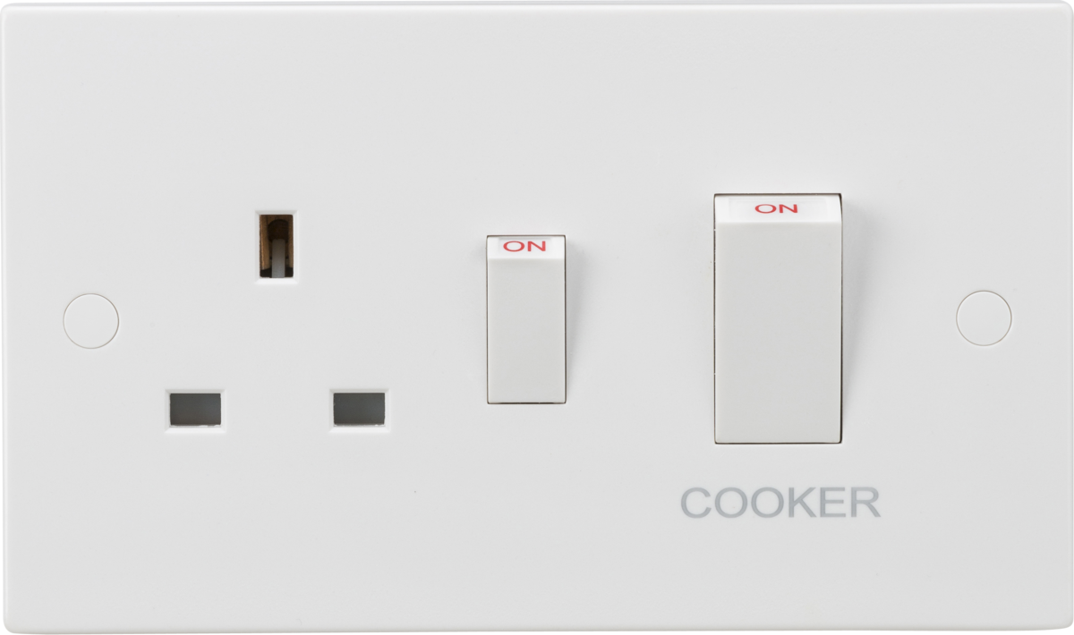 Knightsbridge MLA SN8333W 45A DP Cooker Switch and 13A Socket (White R