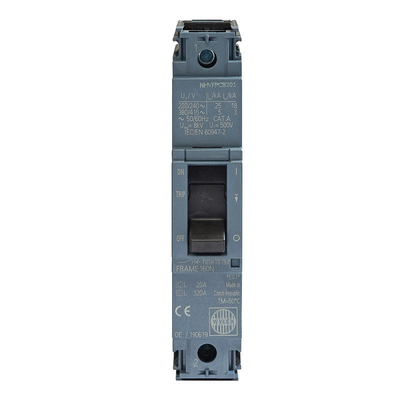 Wylex NHVFPCB201 20A 25kA 1P NHV MCCB FTFM c-w Box Terminals