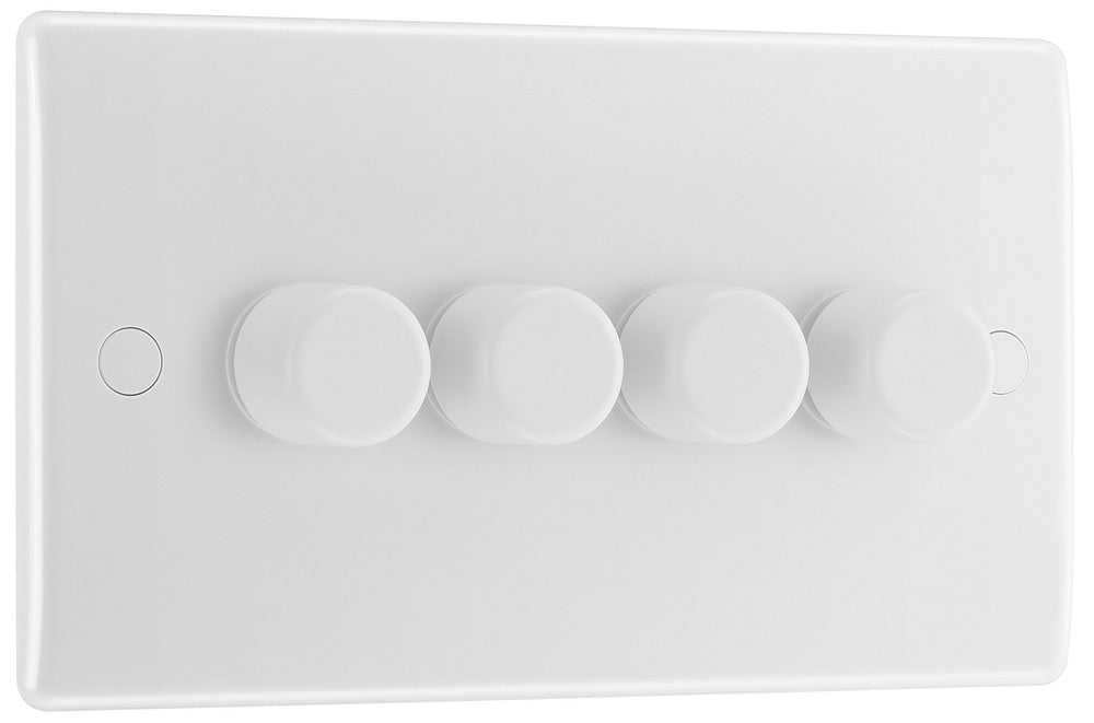 BG 884 Nexus White Moulded Intelligent 400W 4-Gang Dimmer Switch, 2-Wa