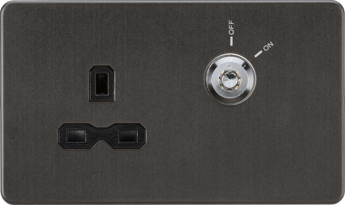 Knightsbridge MLA Screwless SFR9LOCKSB 13A 1G DP Lockable socket - Smo