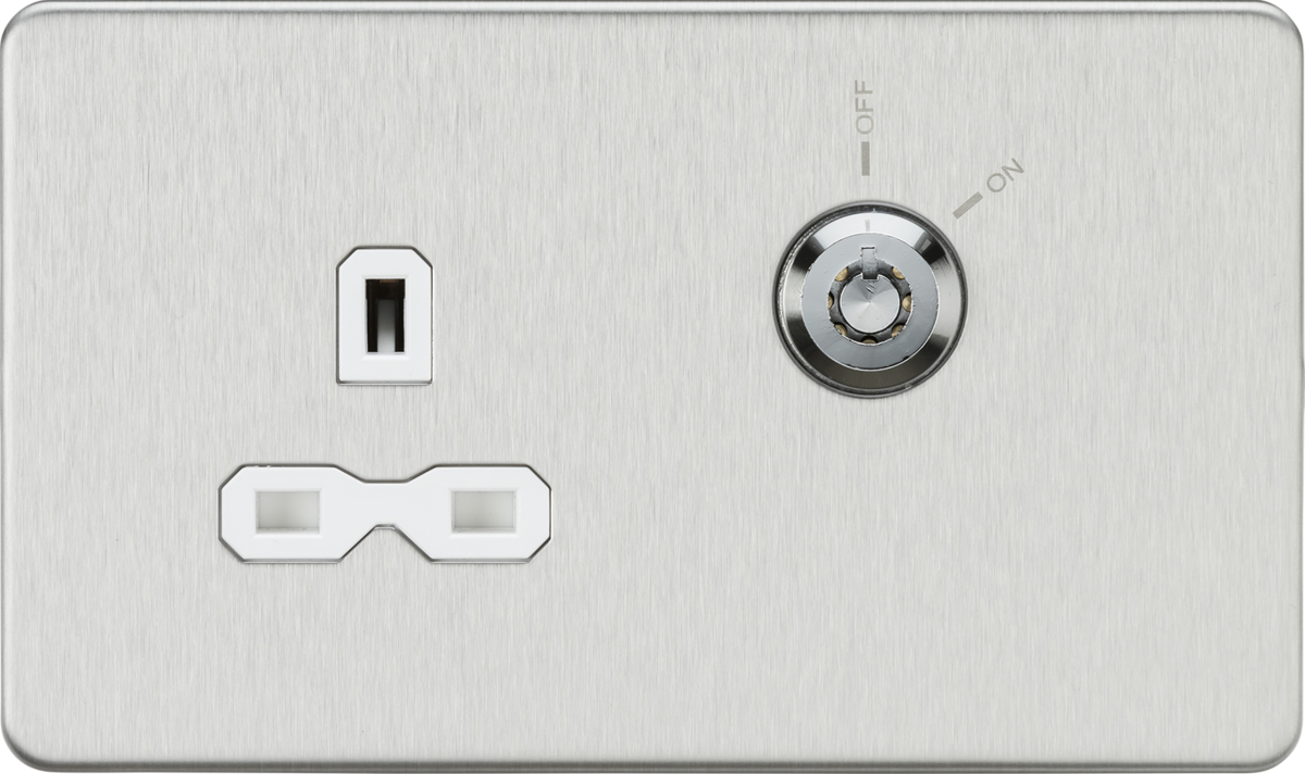 Knightsbridge MLA Screwless SFR9LOCKBCW 13A 1G DP Lockable socket - Br
