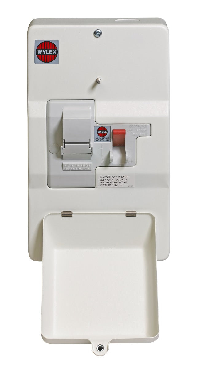 100A DP, Metal Enclosed, Domestic Switch Fuse with 100A Fuse Fitted