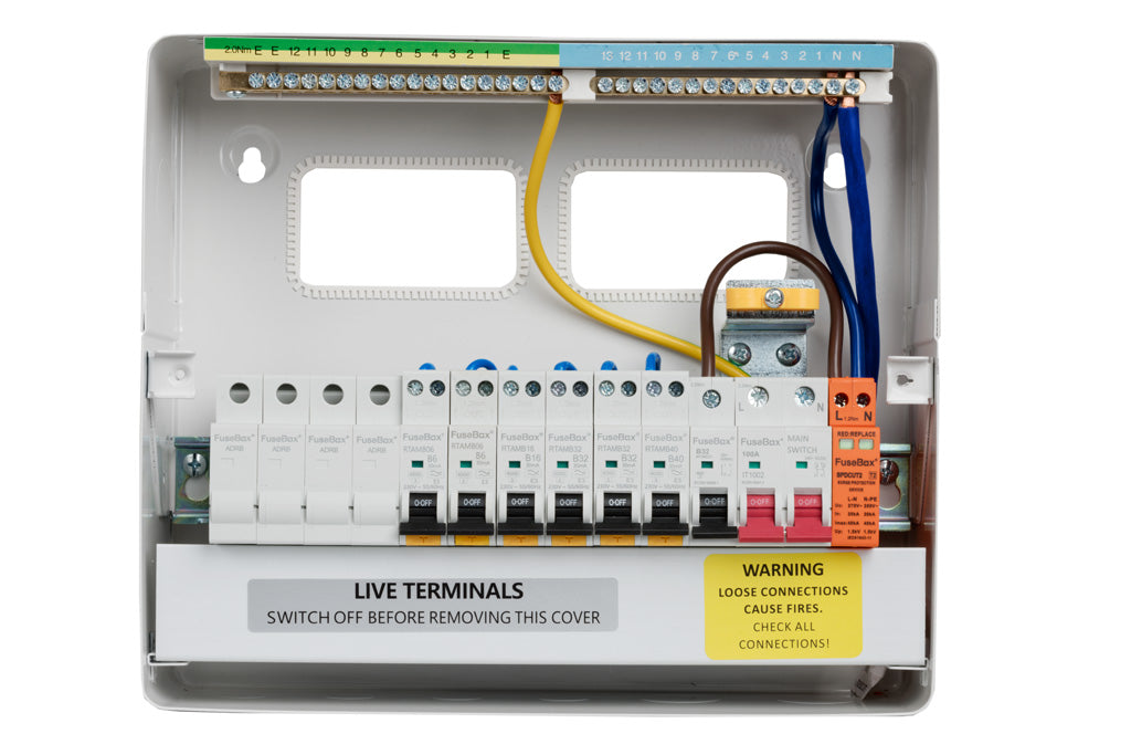 Fusebox F2010MX 10-way Consumer Unit with 100A Isolator + T2 SPD & Tai