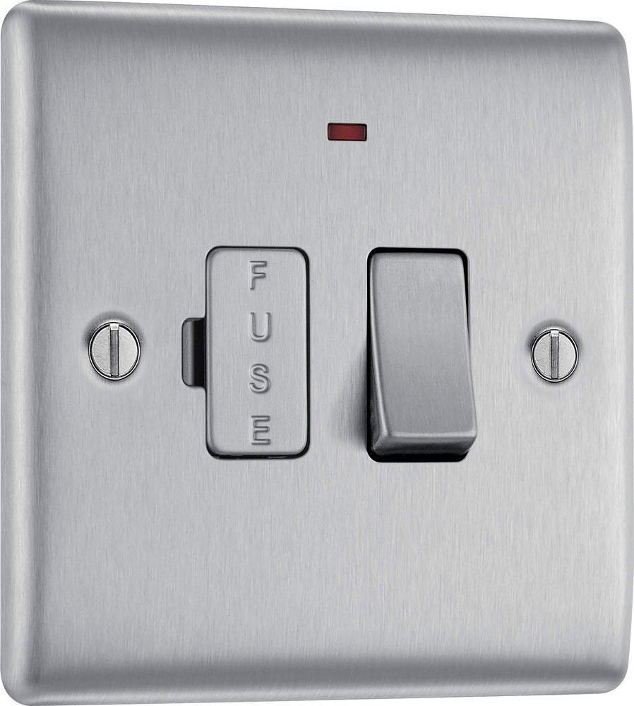 BG NBS52 Nexus Metal Brushed Steel Swi. 13A Fused Conn. Unit, w- Power
