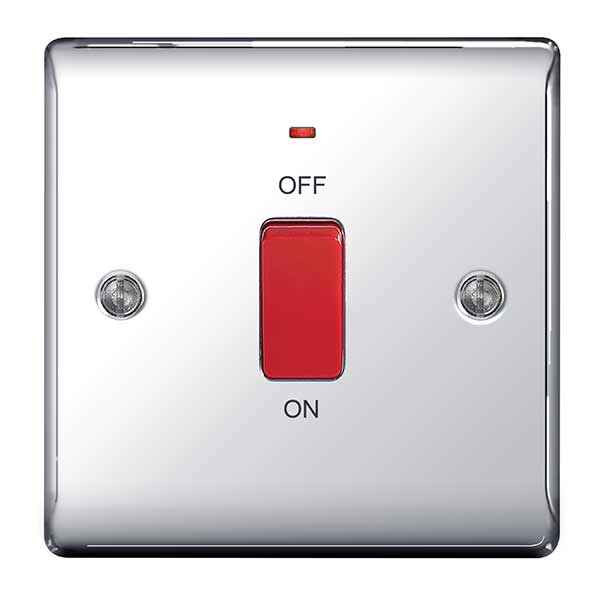 BG NPC74 Nexus Metal Polished Chrome 45A Square Cooker Control Unit, W