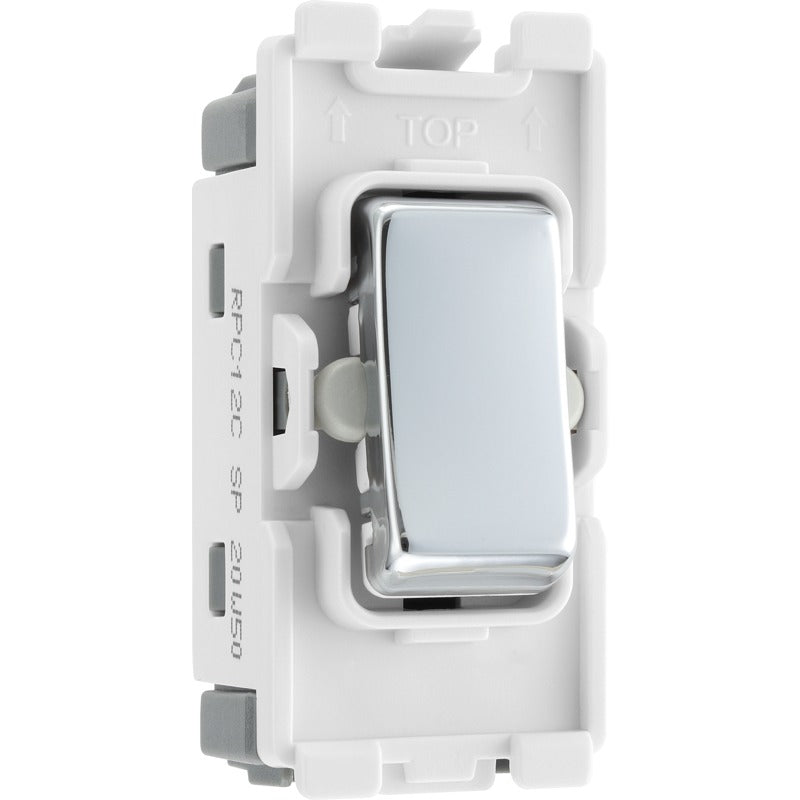BG RPC12C Nexus Polished Chrome Grid 20AX Switch 2W, Single Pole, Cont