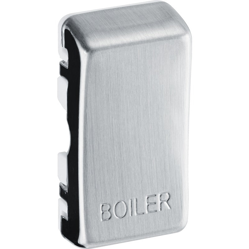 BG RRBLBS Nexus Brushed Steel Grid Switch Cover "BOILER"