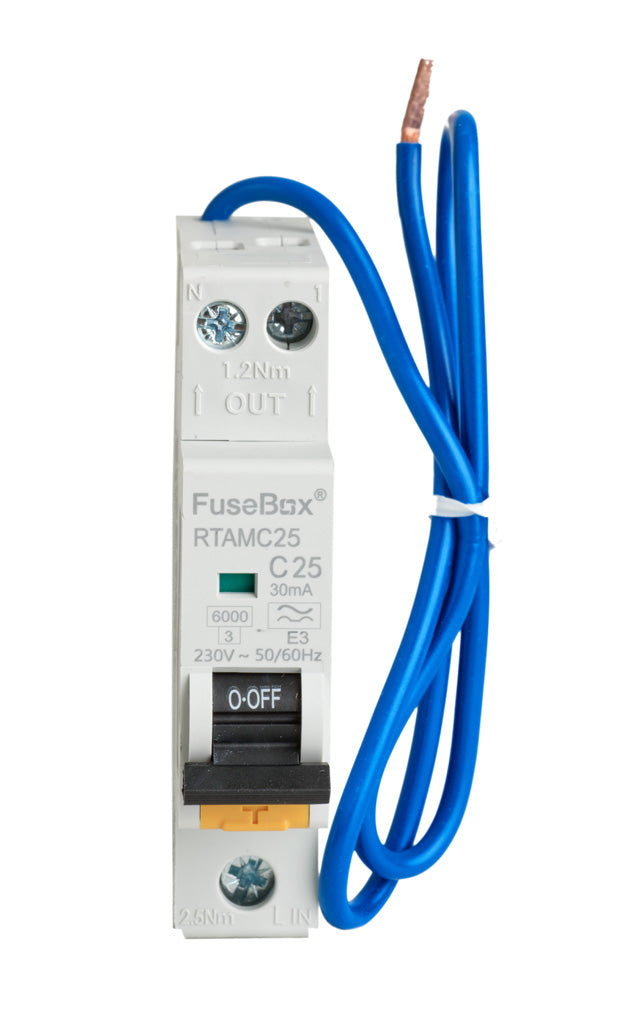 Fusebox RTAMC25 25A Mini-RCBO 6kA 2 pole (C Curve) Type A (Now RTAMC25